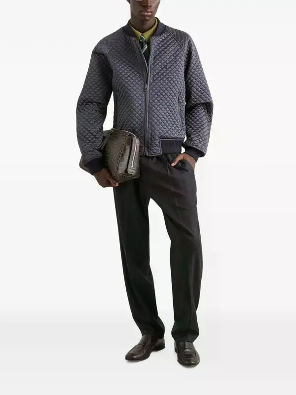 Dolce & Gabbana Silk Satin Quilted Bomber Jacket