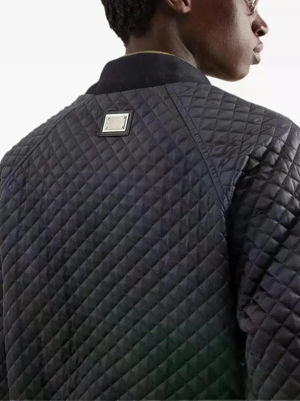 Dolce & Gabbana Silk Satin Quilted Bomber Jacket