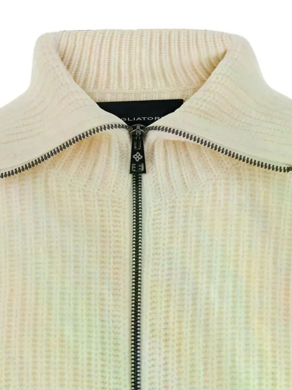 Tagliatore Ribbed-knit Zip-up Cardigan