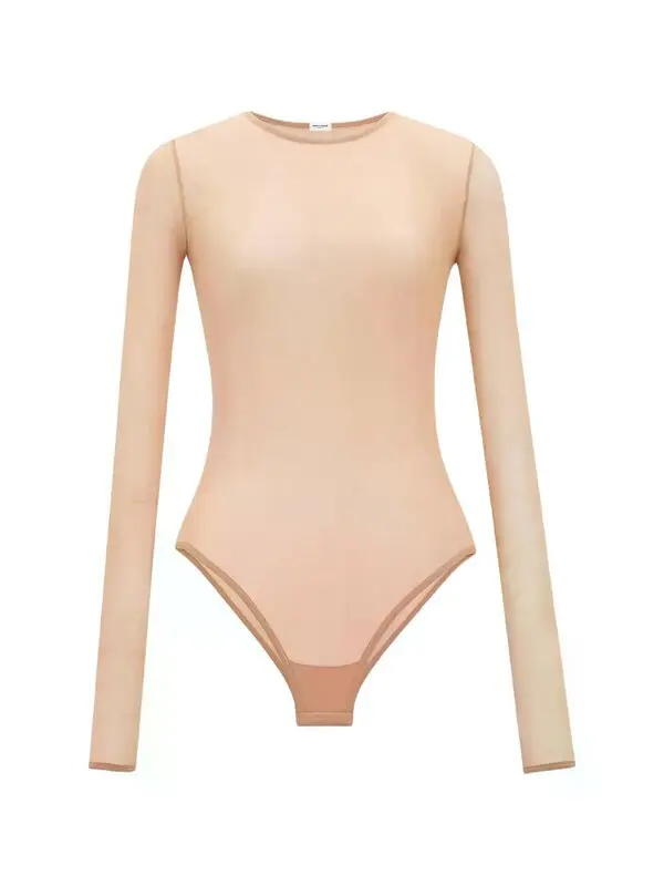 Saint Laurent Sheer Long-sleeve Bodysuit - Neutrals
