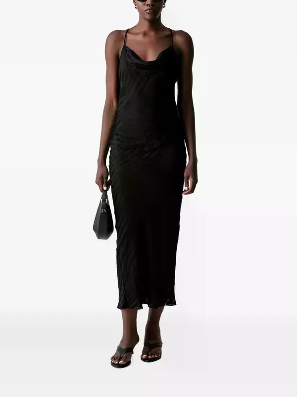 Patrizia Pepe Zebra-pattern Cowl-neck Midi Dress - Black