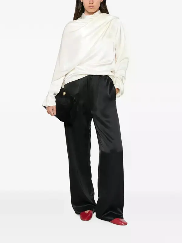 RÓHE Satin Draped Blouse