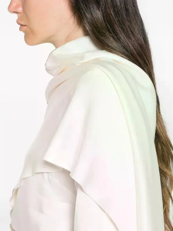 RÓHE Satin Draped Blouse - Neutrals