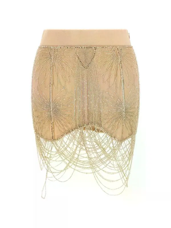 Attico Bead-embellished Fringed Skirt