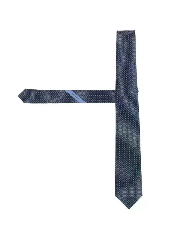FERRAGAMO Gancini Print Silk Tie