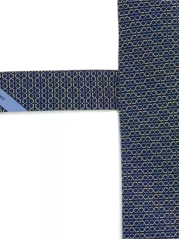 FERRAGAMO Gancini Print Silk Tie