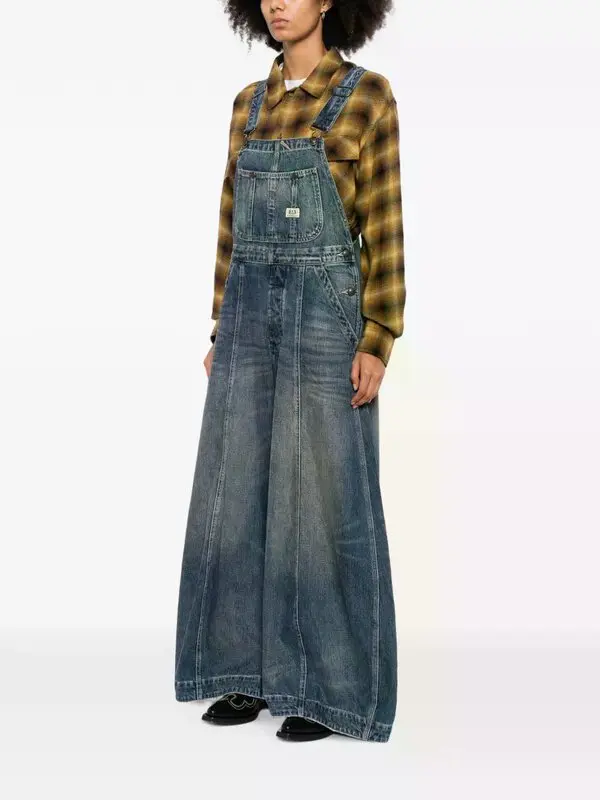 R13 Faded-effect Wide-leg Dungarees
