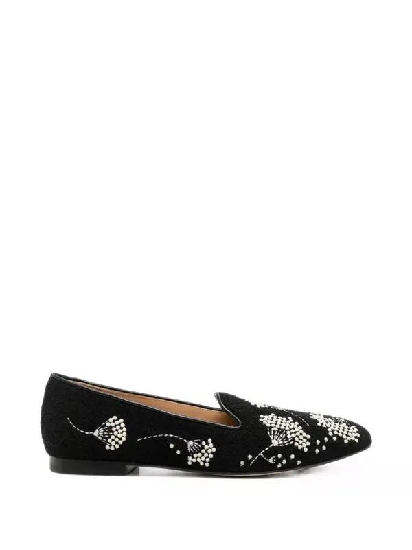 ARTEANA Alea Floral-embroidered Loafers - Black