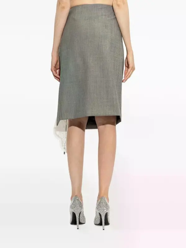 Alexander McQueen Corset Lacing Panel Pencil Skirt In Black/ivory