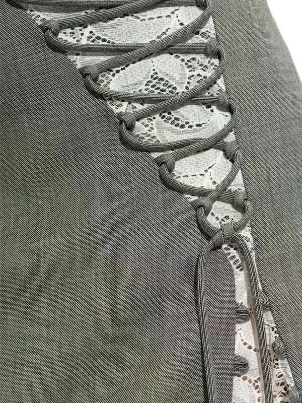 Alexander McQueen Corset Lacing Panel Pencil Skirt In Black/ivory