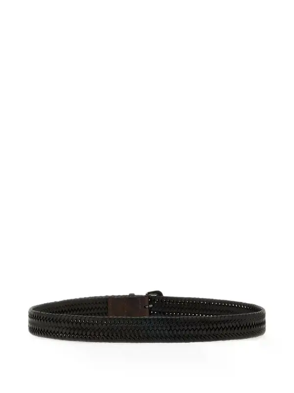 Brunello Cucinelli Stretch Braided Leather Belt With Shiny Loop