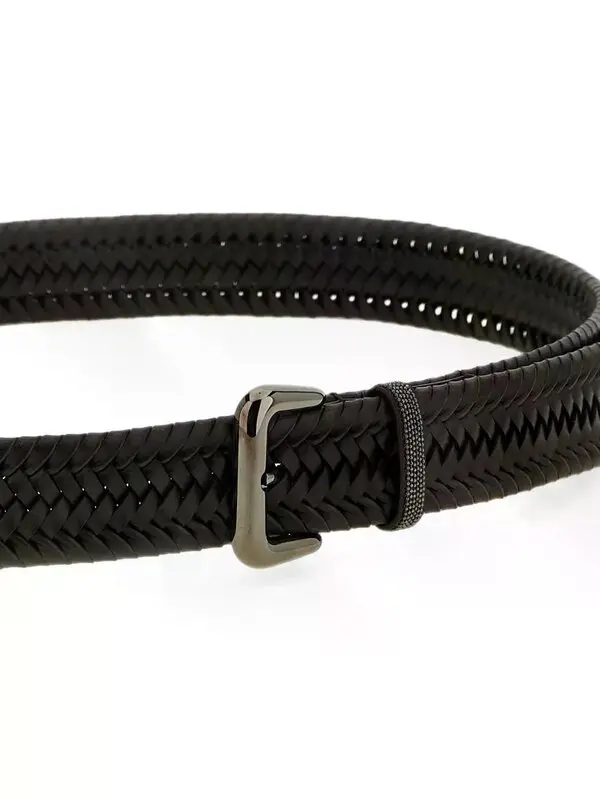 Brunello Cucinelli Stretch Braided Leather Belt With Shiny Loop