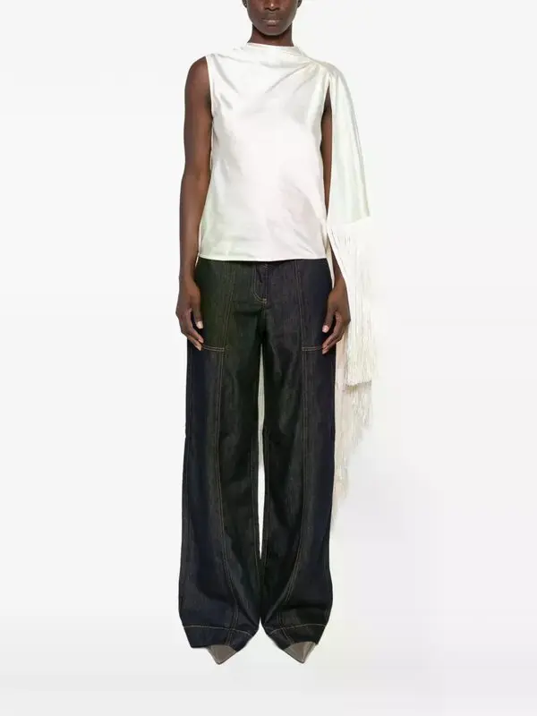 SELF-PORTRAIT Fringe-trim Asymmetric-panel Top