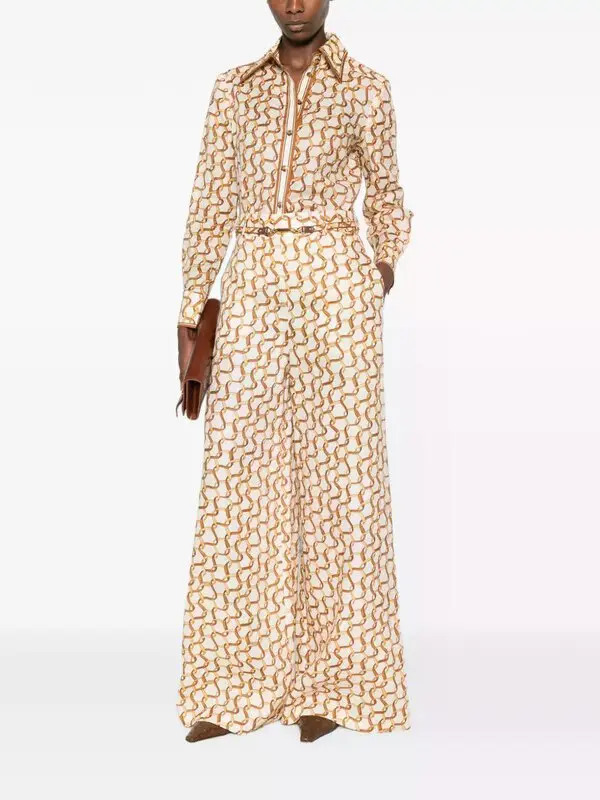 Zimmermann Belted Chain-print Trousers