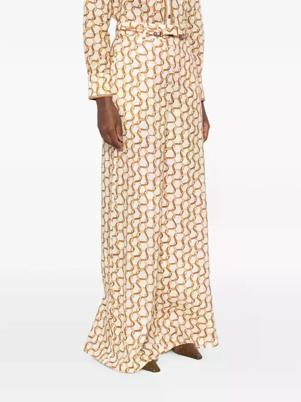 Zimmermann Belted Chain-print Trousers