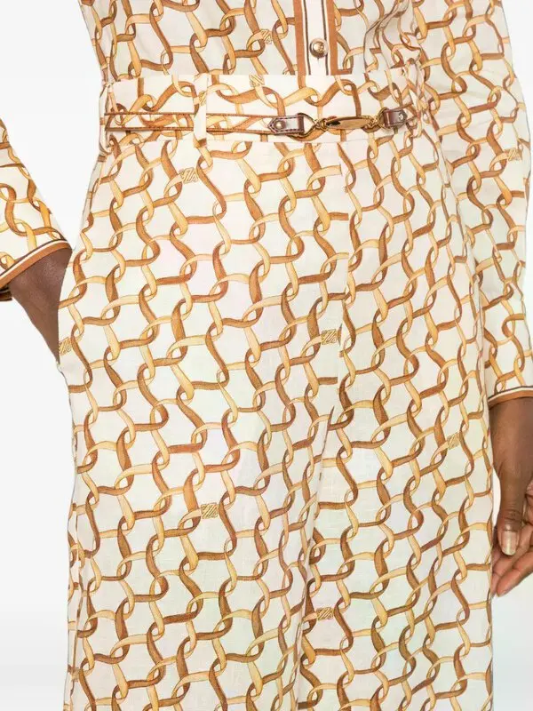 Zimmermann Belted Chain-print Trousers