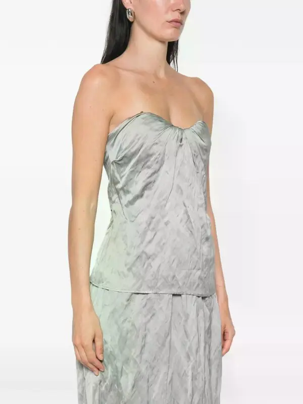 ESSE STUDIOS Lume Draped Strapless Top - Green