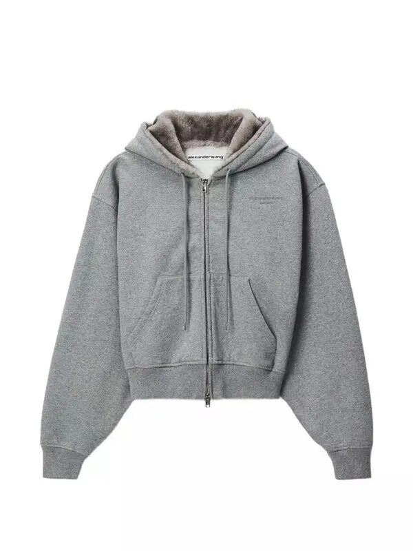 Alexander Wang Zip-up Hoodie W/ Faux-fur Hood - Grey