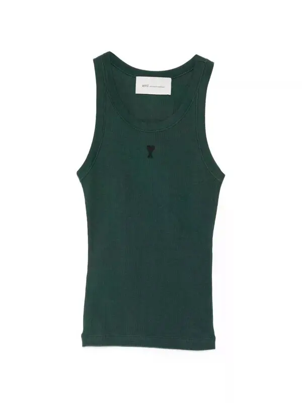 AMI Paris Ribbed Tank Top - Green