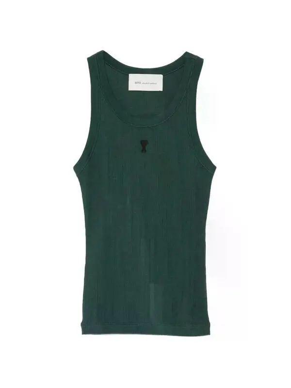 AMI Paris Ribbed Tank Top - Green