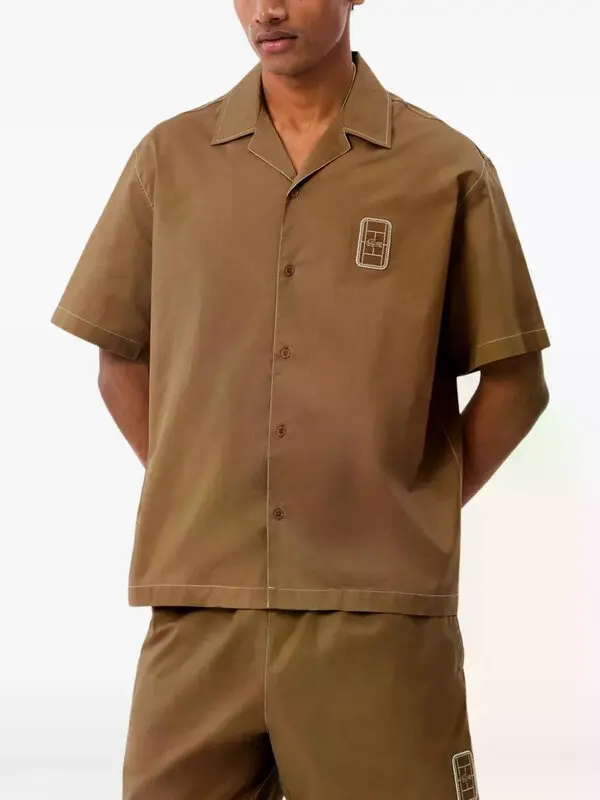 Lacoste Relaxed-fit Short-sleeved Cotton Shirt - Brown