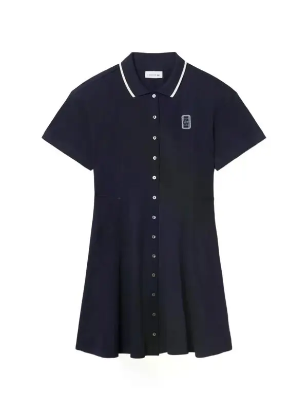 Lacoste Flared Badge-accent Petit-pique Dress