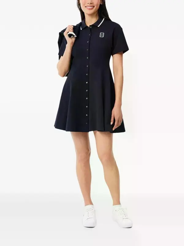 Lacoste Flared Badge-accent Petit-pique Dress