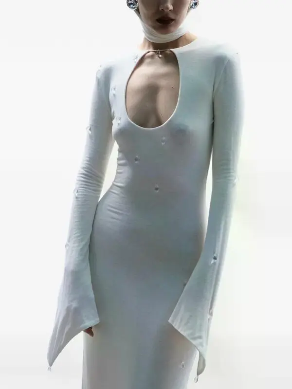 MANURI Crystal-embellished Maxi Dress - White