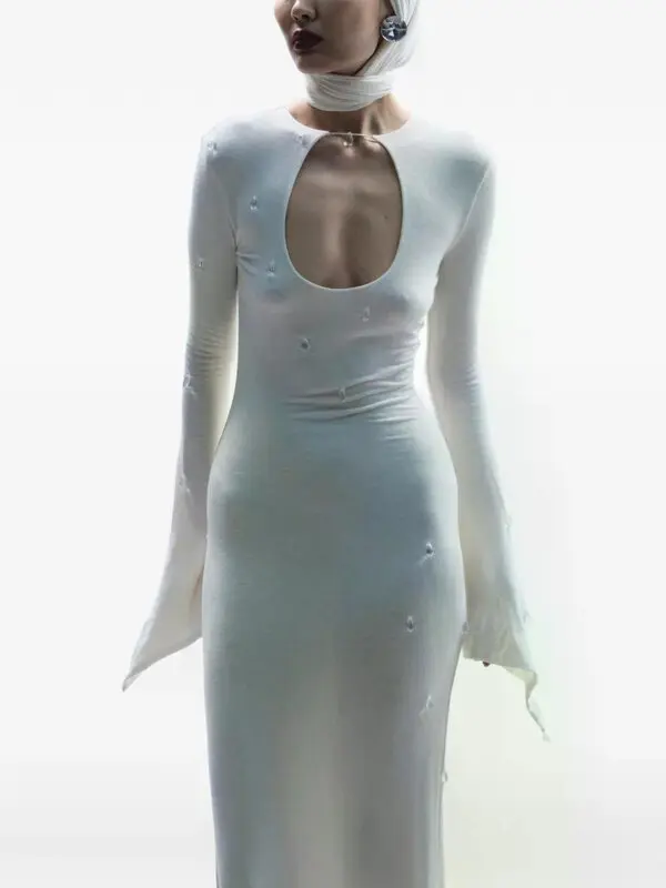 MANURI Crystal-embellished Maxi Dress - White