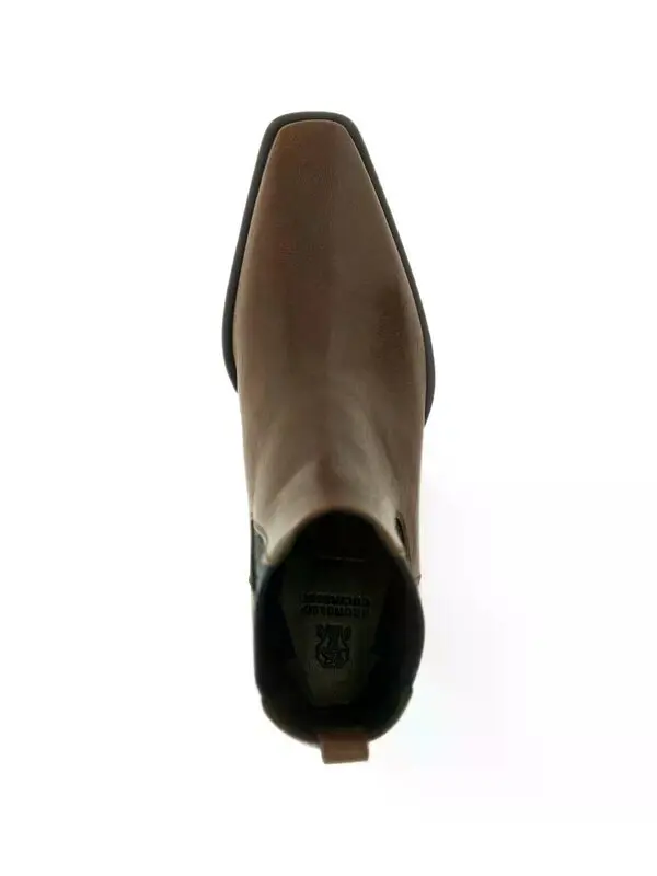Brunello Cucinelli Riding-leather Chelsea Boots With Precious Heels - Brown