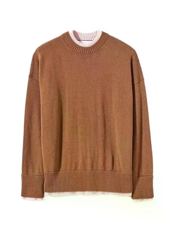 Plan C Contrast-trim Double-layered Sweater