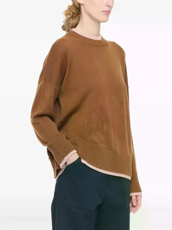 Plan C Contrast-trim Double-layered Sweater
