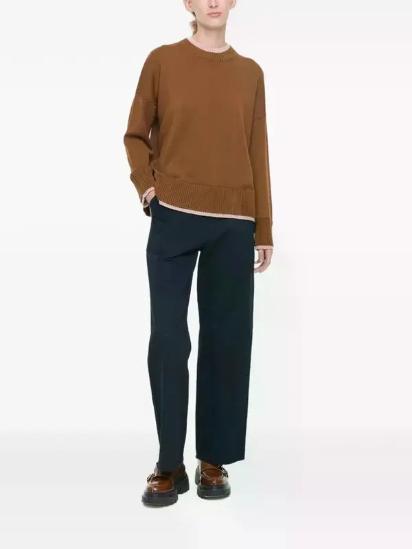 Plan C Contrast-trim Double-layered Sweater - Brown