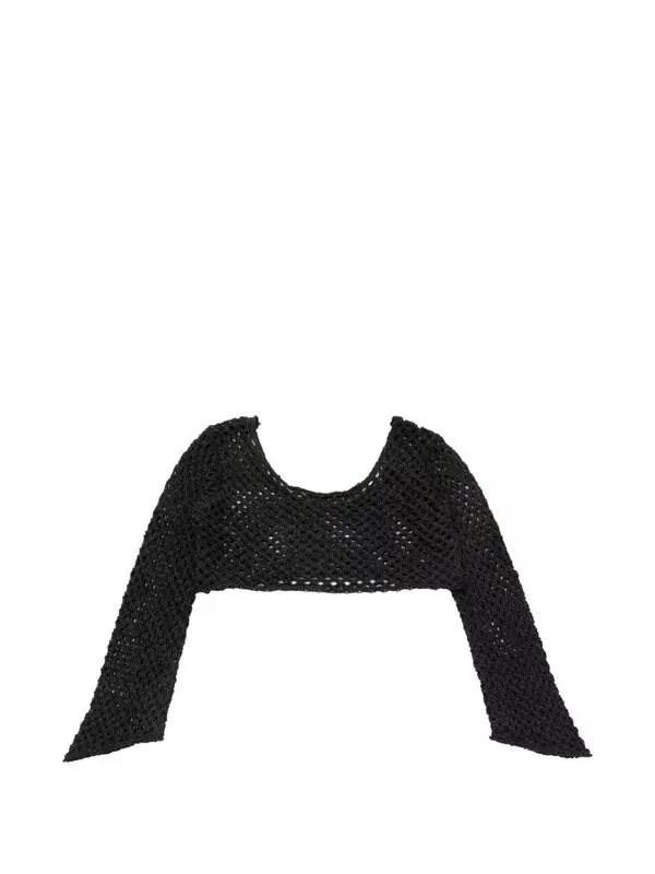 ELEGANCIA Open-knit Top And Maxi Skirt Set - Black