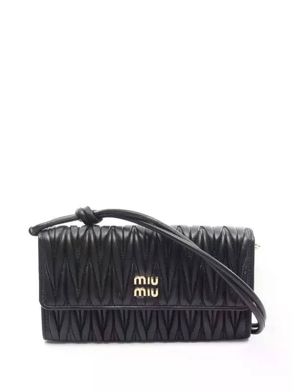 Miu Miu Matelassé Nappa Wallet On Chain Crossbody Bag - Black