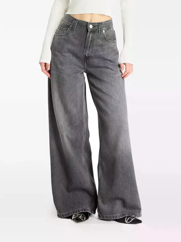 Tommy Hilfiger Faded-wash Wide-leg Jeans - Grey