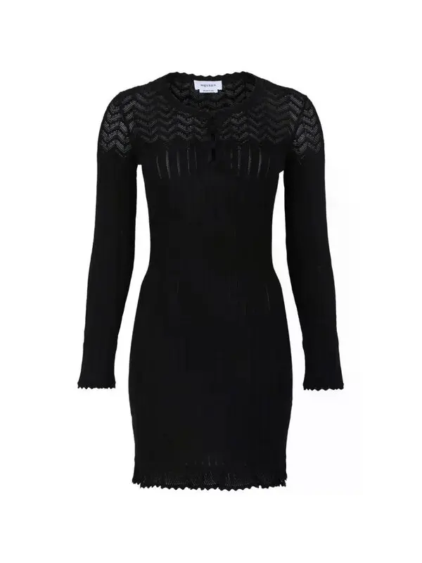 Alexander McQueen Pointelle-knit Mini Dress - Black