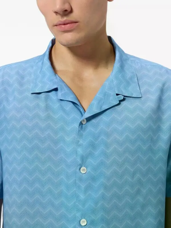 Missoni Bowling Shirt In Viscose With Tone-on-tone Zigzag Print