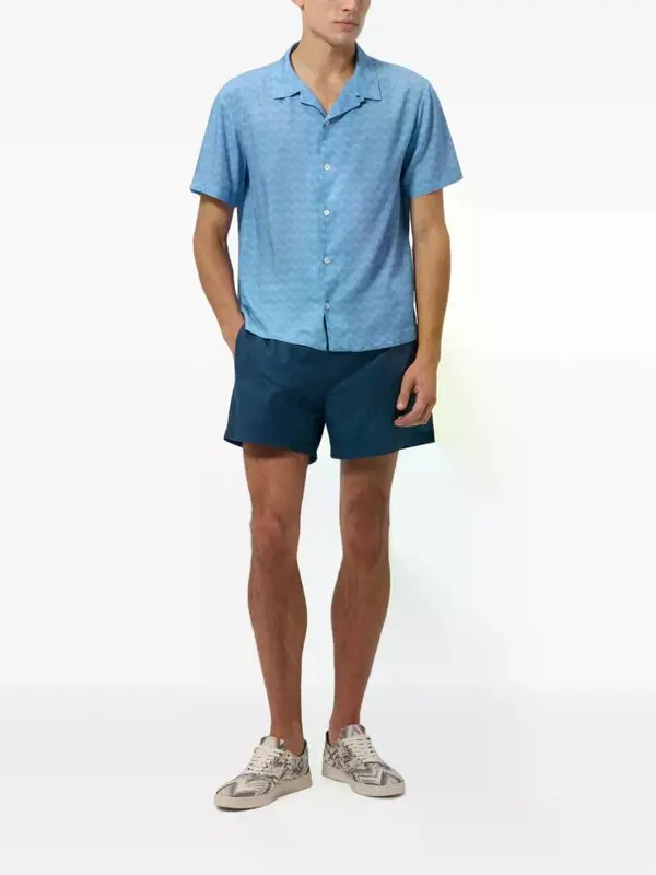Missoni Bowling Shirt In Viscose With Tone-on-tone Zigzag Print