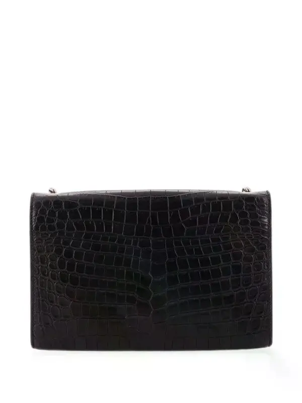 Saint Laurent Classic Monogram Tassel Crocodile Embossed Leather Medium Crossbody Bag