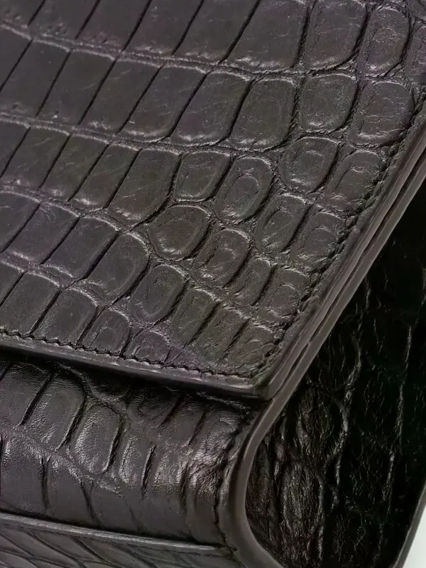 Saint Laurent Classic Monogram Tassel Crocodile Embossed Leather Medium Crossbody Bag
