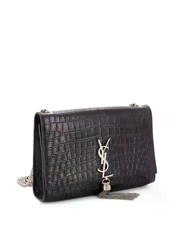 Saint Laurent Monogram Leather Crossbody Bag - Black