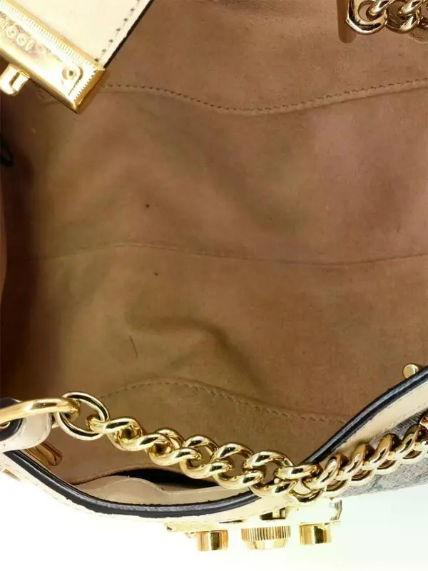 Gucci Padlock Chain Tote Gg Coated Canvas Shoulder Bag - Neutrals