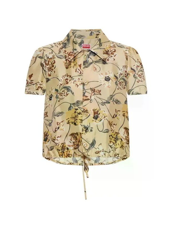 Kenzo Floral-motif Silk Shirt - Neutrals