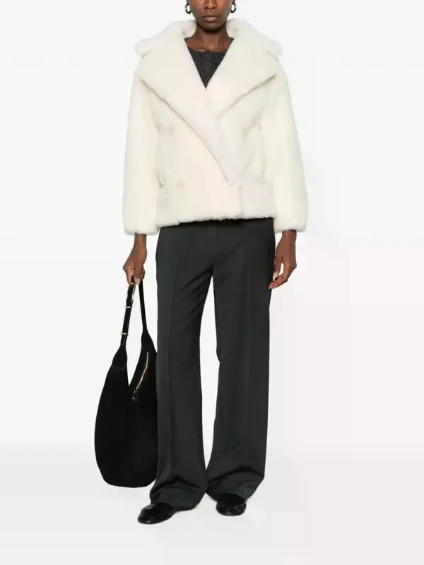 Max Mara Double-breasted Faux-fur Jacket - Neutrals