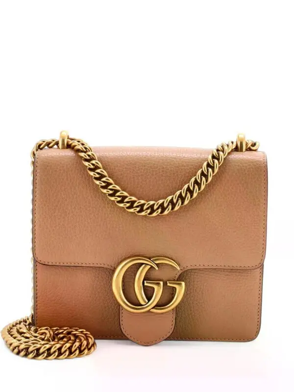 Gucci Gg Marmont Chain Leather Small Shoulder Bag - Neutrals
