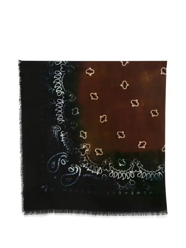 Destin Paisley-print Frayed Scarf - Blue