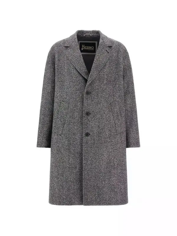 Herno Virgin-wool Herringbone Coat - Grey