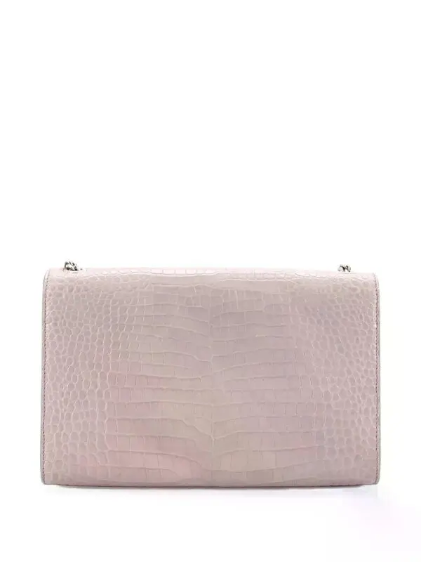 Saint Laurent Classic Monogram Tassel Crocodile Embossed Leather Medium Crossbody Bag - Grey