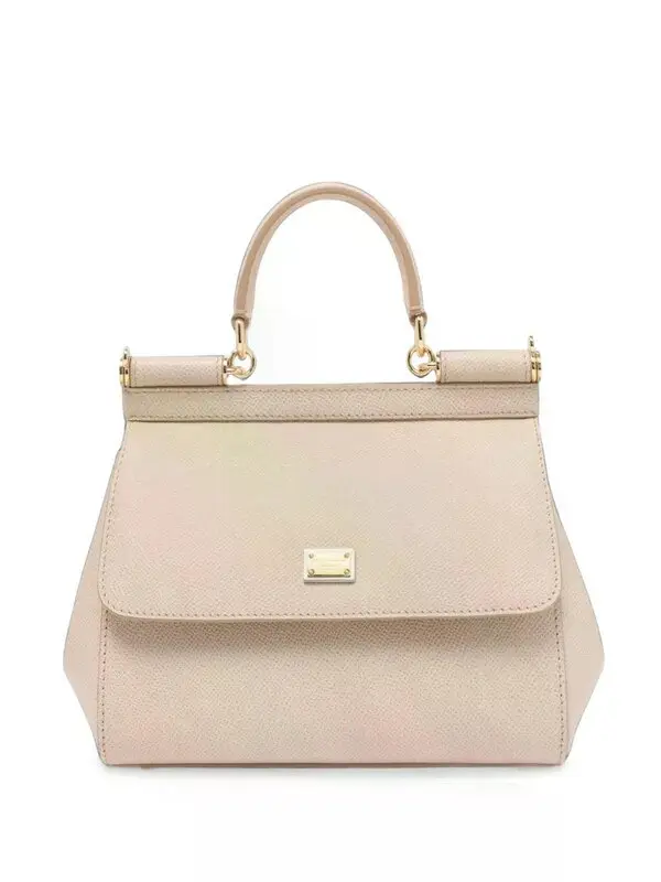 Dolce & Gabbana Small Sicily Handbag In Dauphine Calfskin - Neutrals